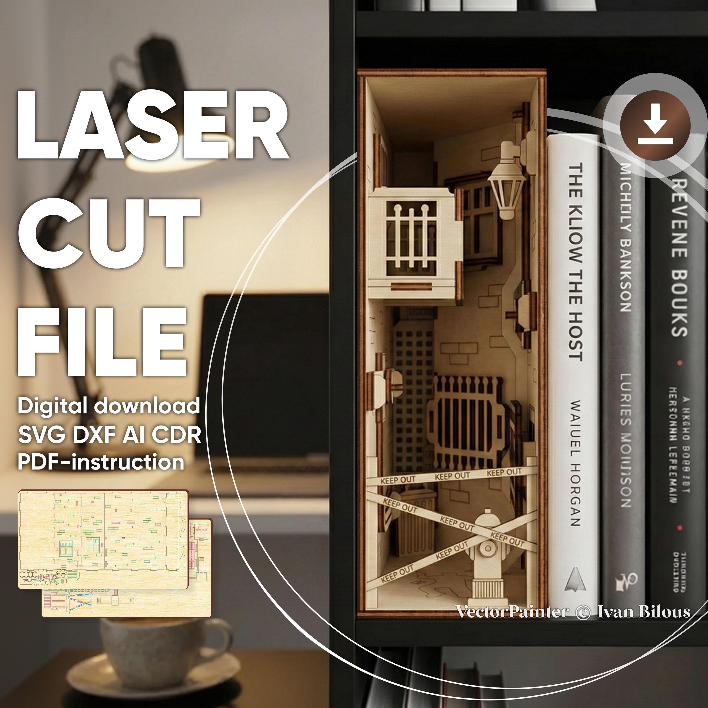 Crime Scene Book Nook - Laser Cut File, SVG Detectiv Shelf Insert ...