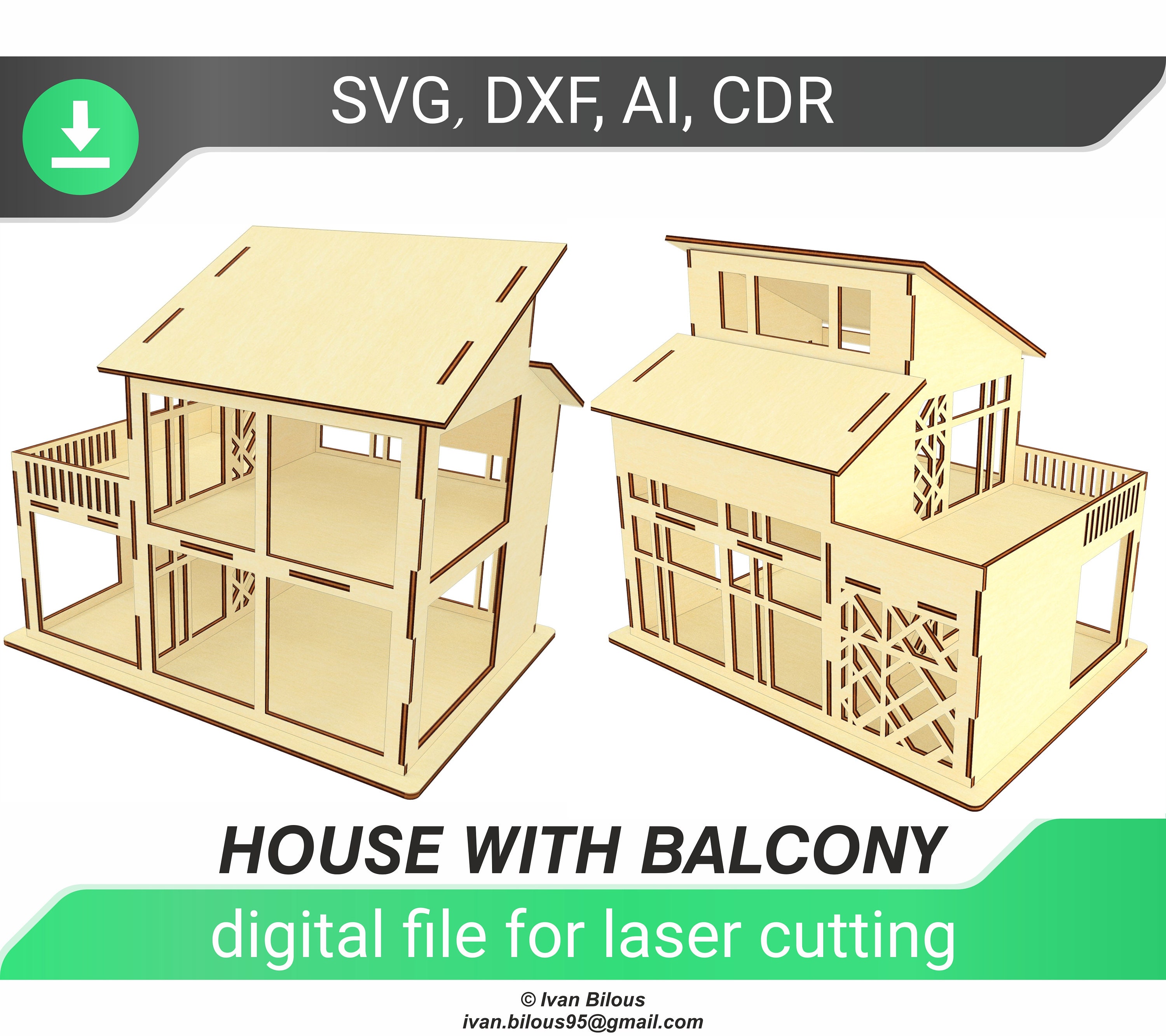 Dollhouse Glowforge pattern laser cut file | Etsy