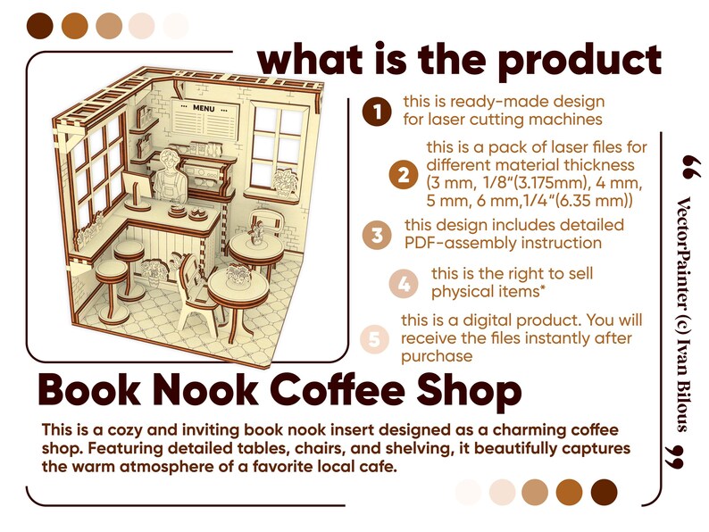 Coffee Shop Book Nook – Laser Cut File, DIY Diorama Plywood Template - Etsy