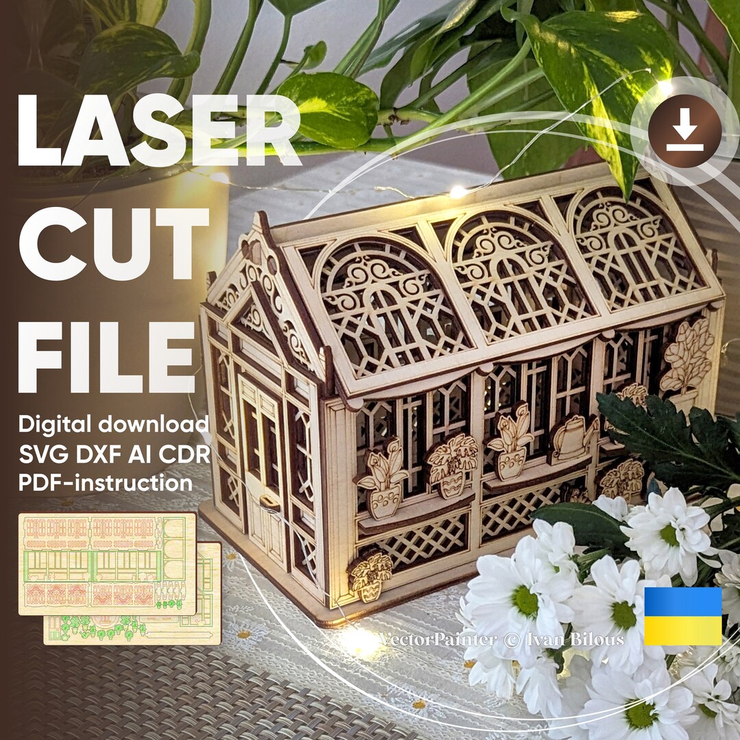 Greenhouse Candy Box: Laser Cut SVG Plan, House for Sweets (digital ...