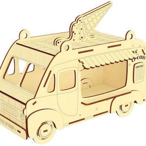 Ice Cream Van Bird Feeder - Laser Cut File, SVG Template Plywood ...