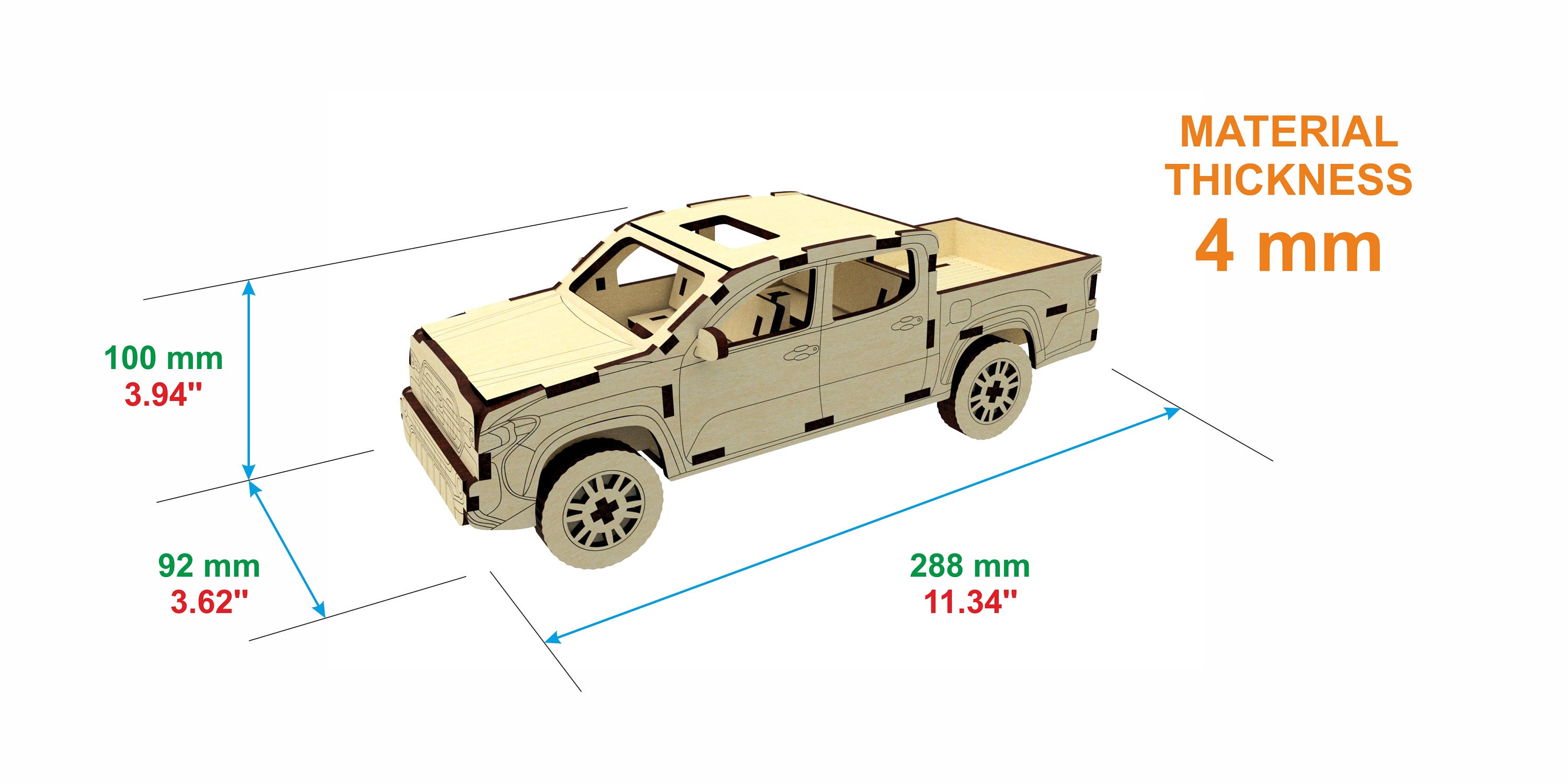 Glowforge Svg Laser Files Car Dxf Files for Laser Cut Pick up | Etsy