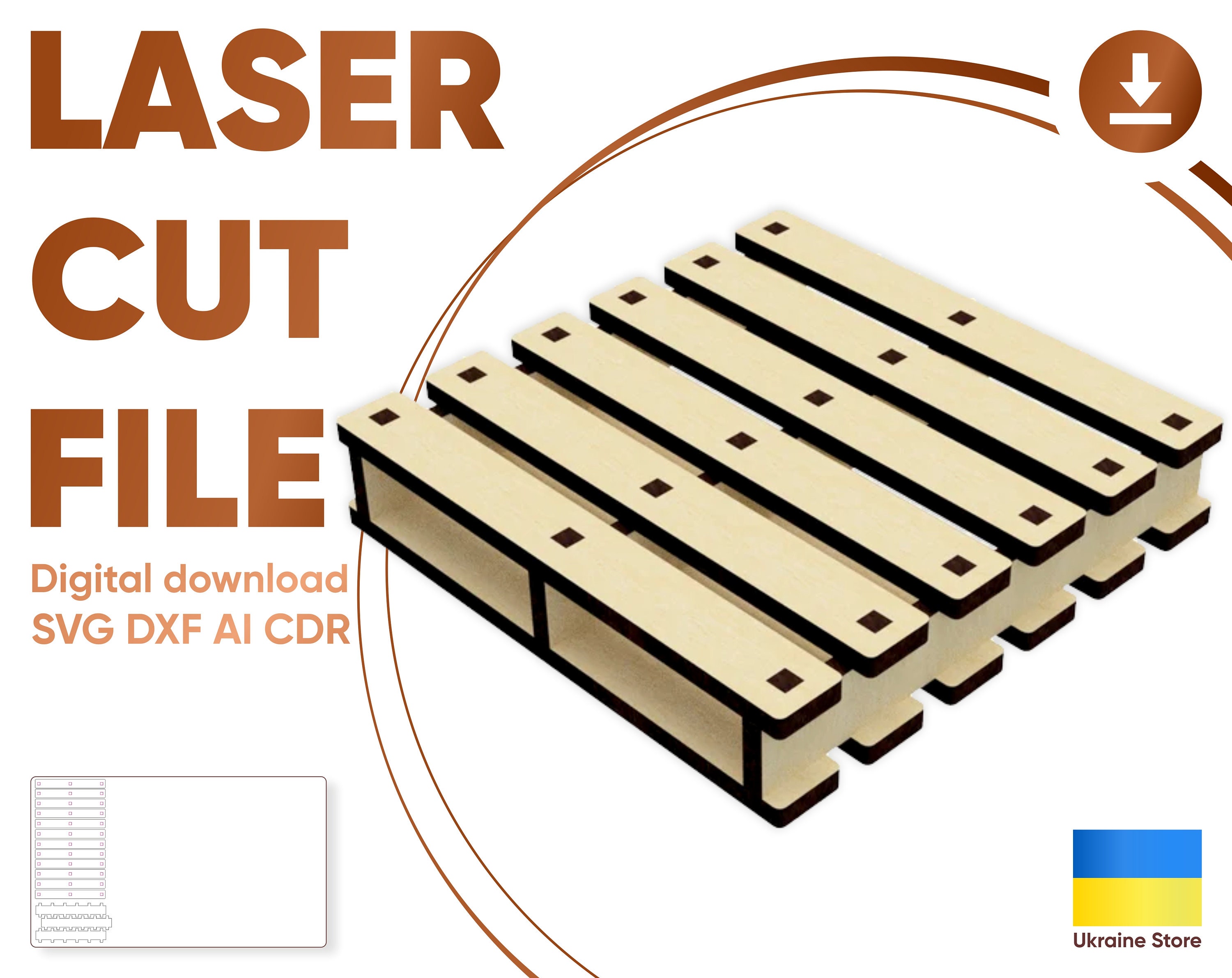 Pallet - SVG Laser Cut File, Drink Coaster Plan for Laser Cutting ...