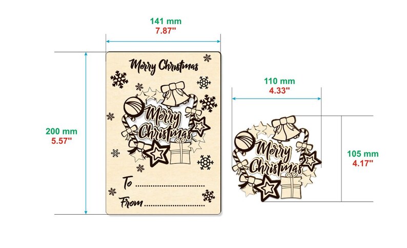 Christmas Gift Card Laser Cut File SVG DXF Pattern for - Etsy