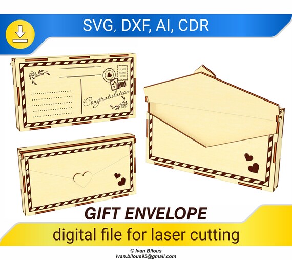 Gift Envelope Laser Cut File Wedding Gift Box Plan | Etsy