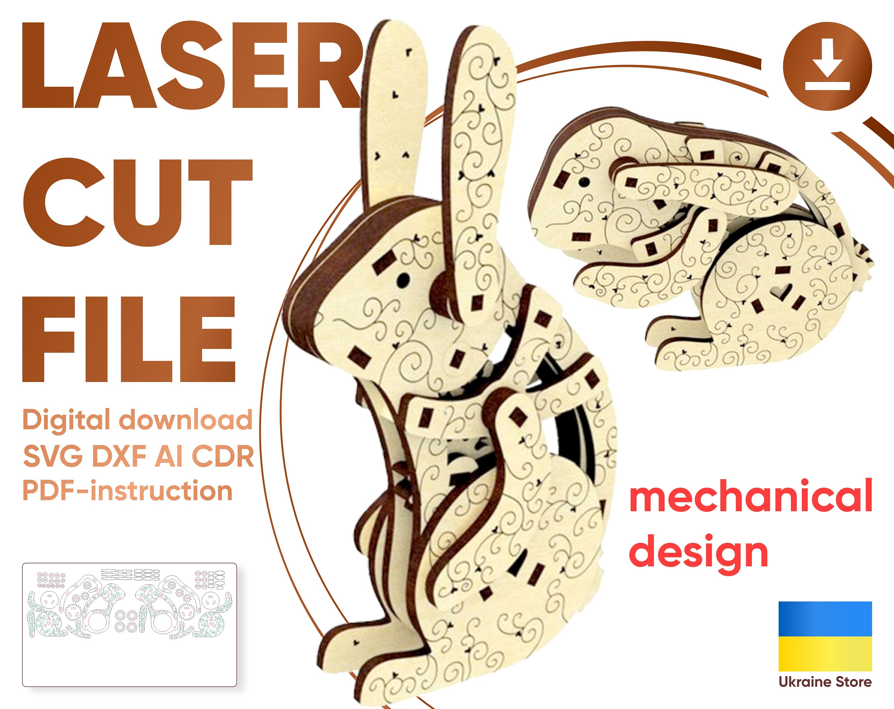 Laser Cut Files Mechanical Svg Glowforge Files Cnc Pattern - Etsy Canada