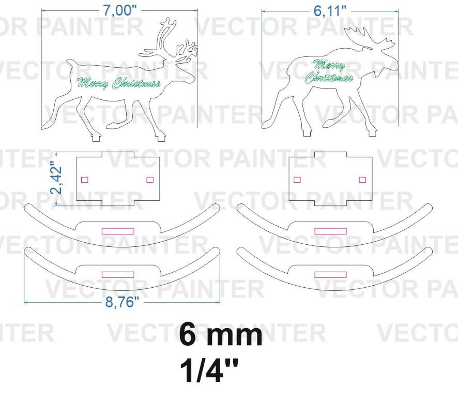 Merry Christmas Svg Deer Laser Cut Files Christmas Dxf Files | Etsy