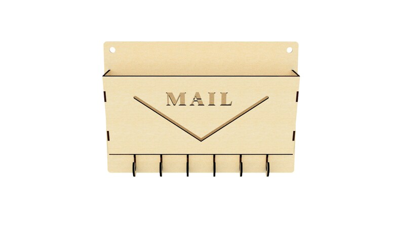 Mail Box & Key Holder Laser Cut SVG File, Wooden Entryway Post Holder ...