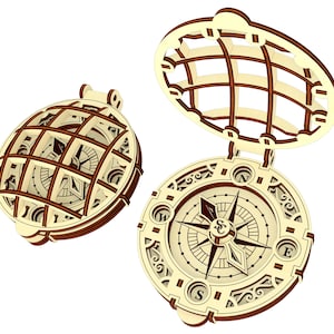 Santa Claus Compass - SVG Laser Cut File, Christmas 3d Plywood Design ...