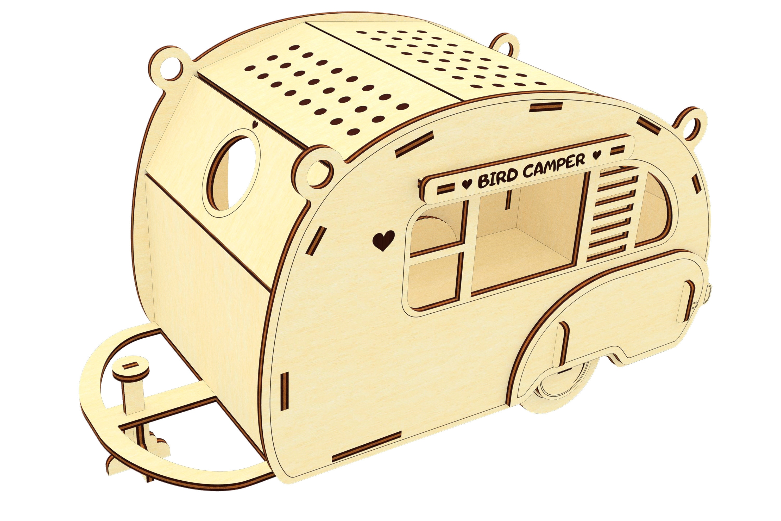 Birdhouse Camper - Laser Cut File, Glowforge Pattern, Trailer Nesting ...