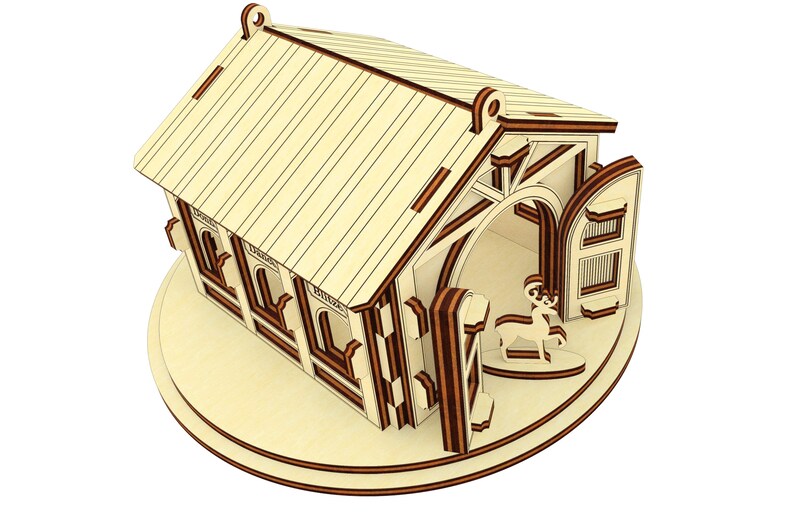 Reindeer Barn Laser Cut Files Santa Claus Reindeer House - Etsy