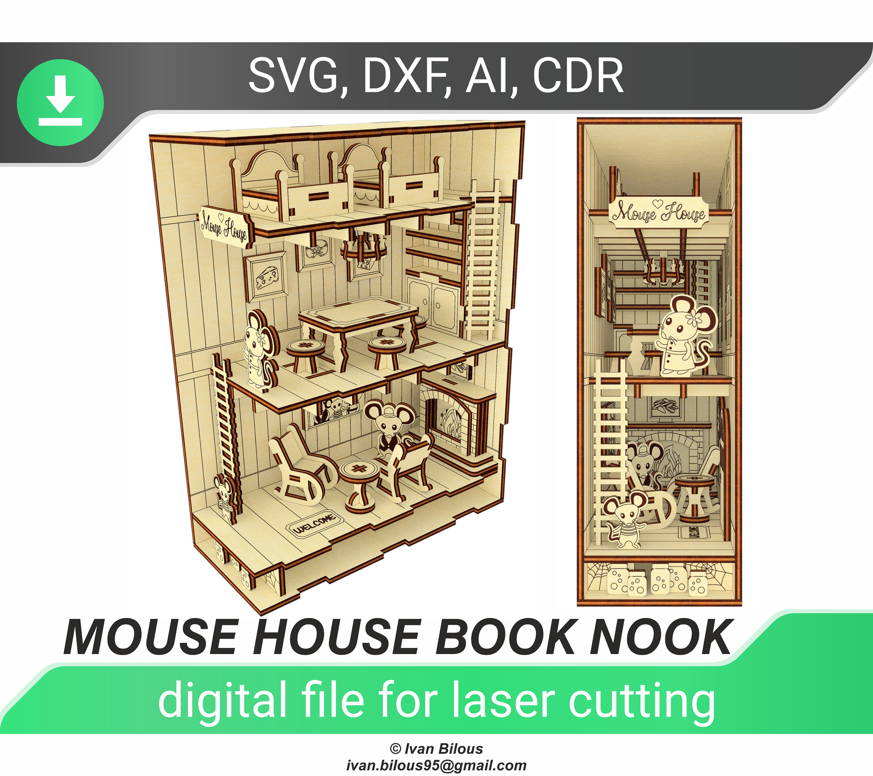 Laser Cut File Glowforge Laser Cut Line Art SVG Digital Download Mouse ...