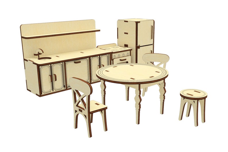 Kitchen Doll Furniture Laser Cut Files Glowforge Pattern - Etsy