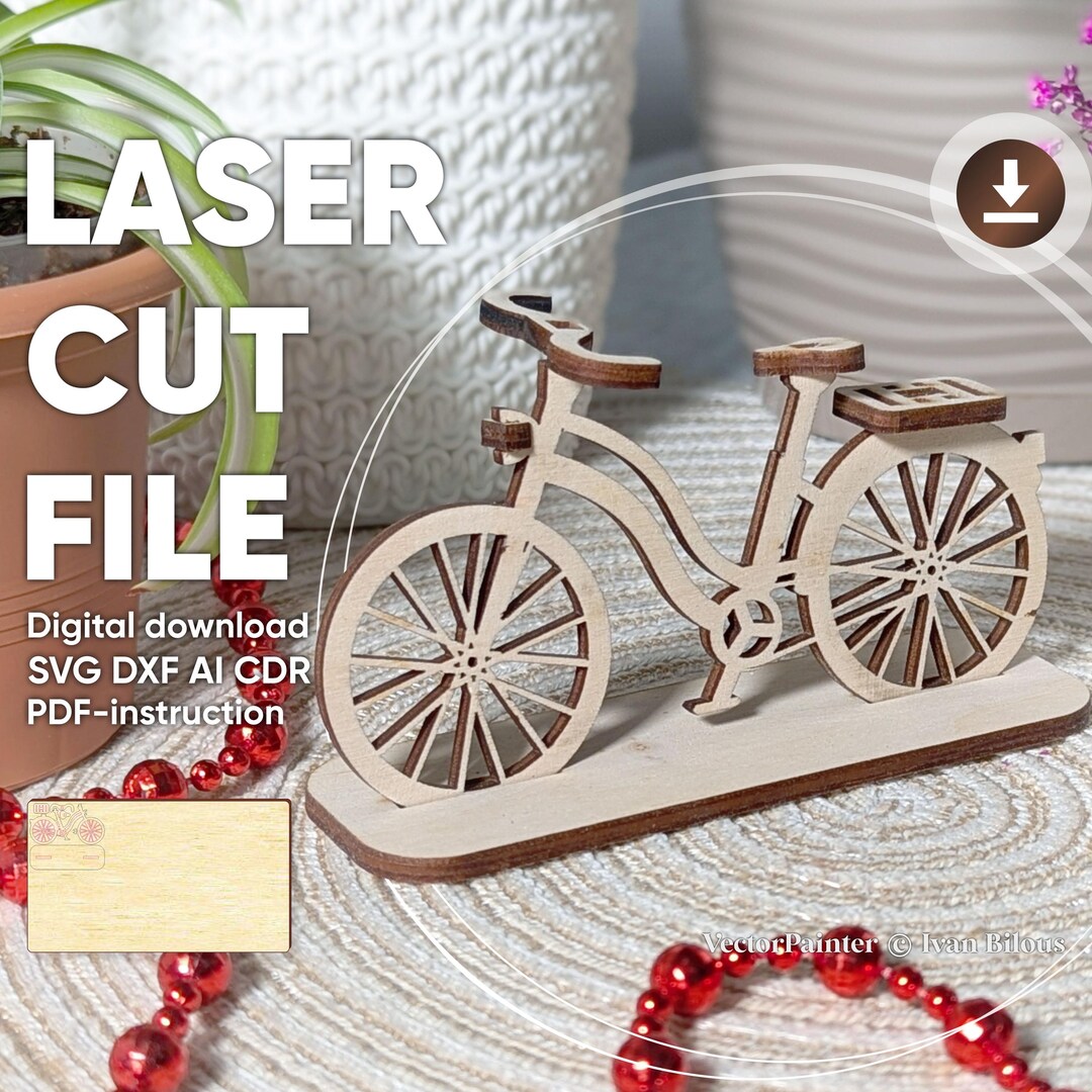 Bicycle Laser Cut File – SVG and DXF Vector Plan for Plywood DIY Model ...