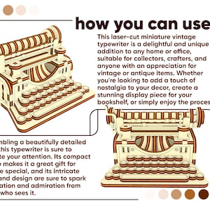 Typewriter SVG Laser Cut File, 3d Puzzle Miniature Ready Made Laser ...