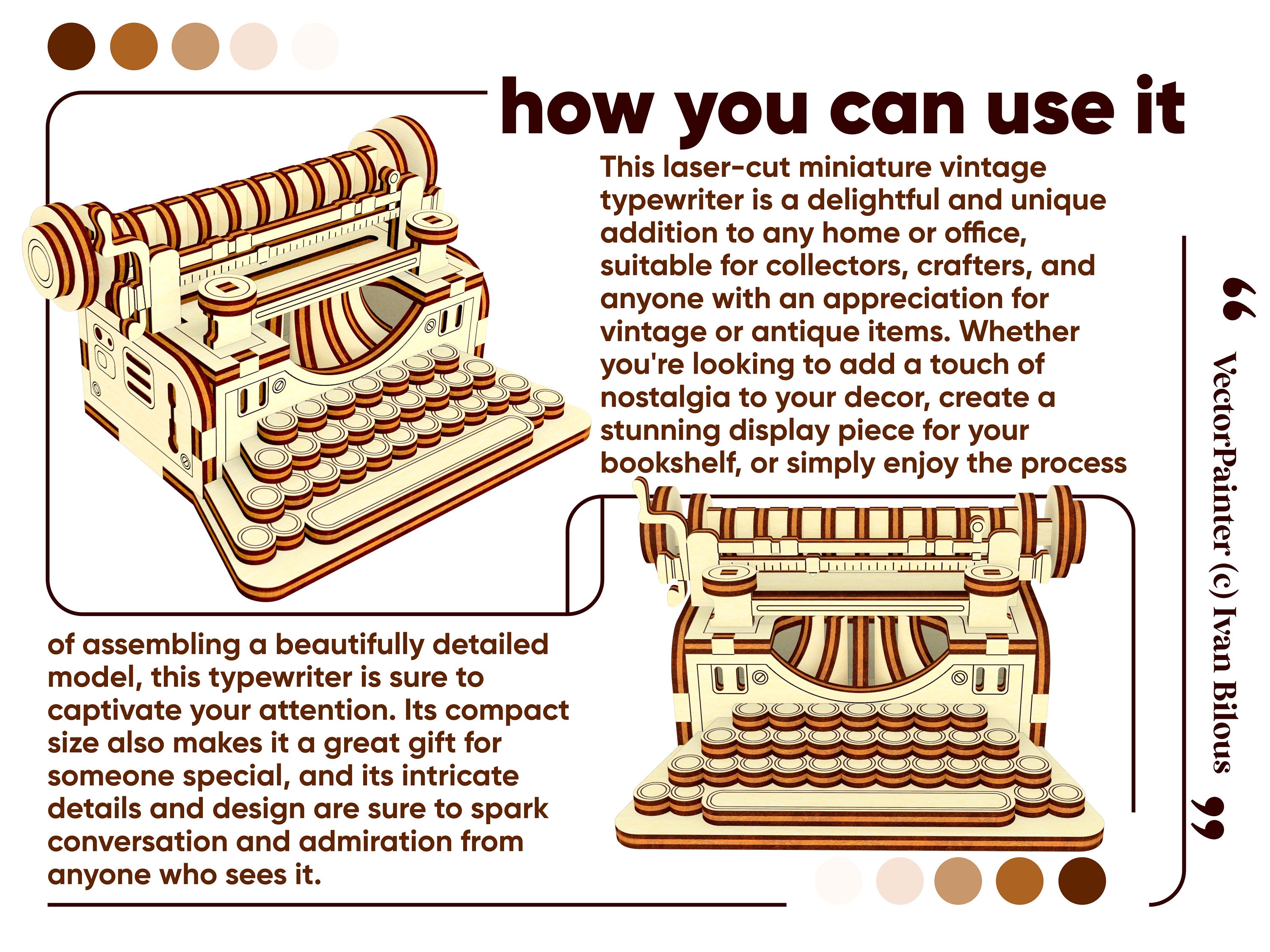 Typewriter SVG Laser Cut File 3d Puzzle Miniature Ready Made - Etsy ...