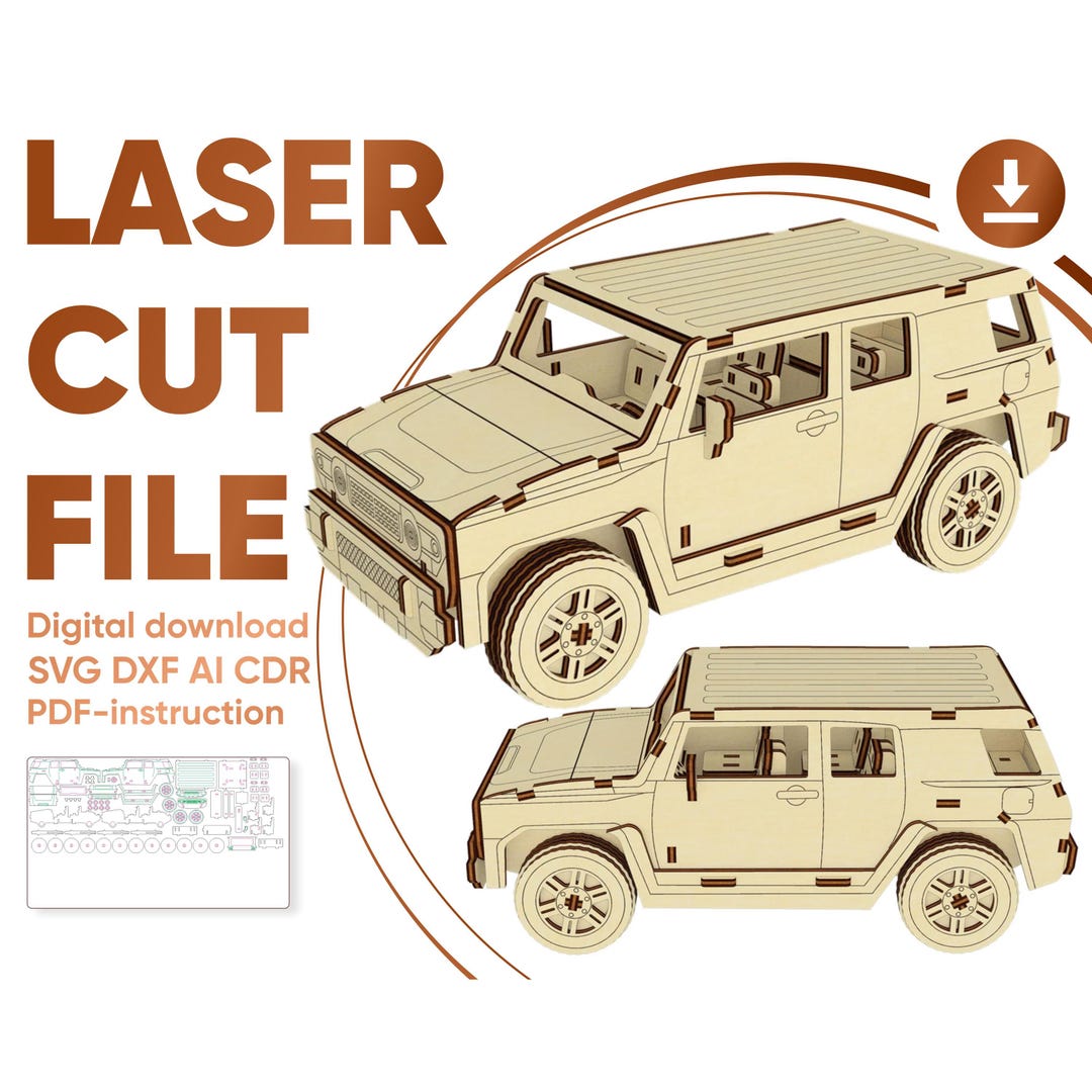 Laser Cut File of Car With Rotating Wheels - Etsy