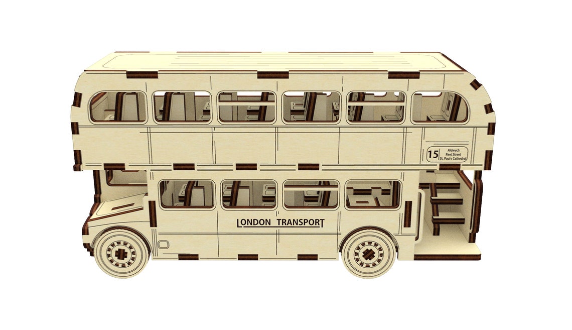 Double Decker London Bus SVG Laser Cut Files 3d Puzzle - Etsy UK