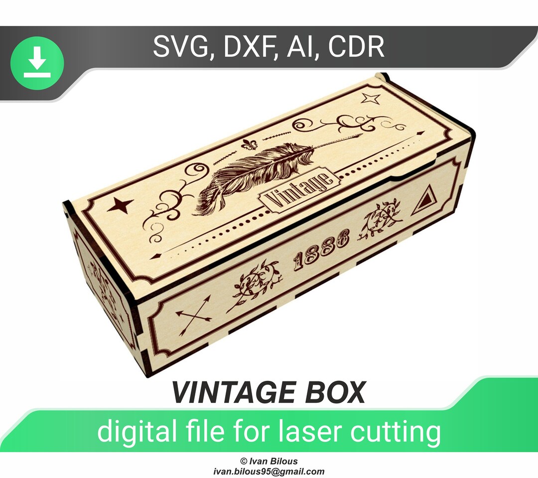 Laser Engraved Box Svg Glowforge Files for Laser Files Box Template Cnc ...