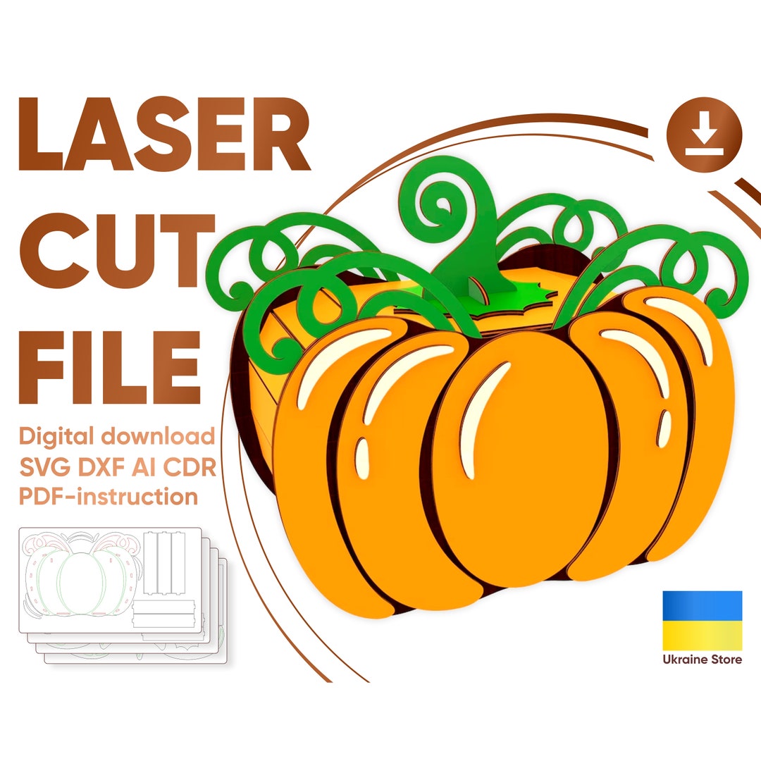 Halloween Pumpkin Box - Laser Cut File, SVG Plan for Cutting Machines ...
