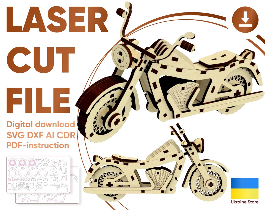 Motorcycle SVG Laser Cut File, 3d Ready-made Projects for Laser Cutting ...