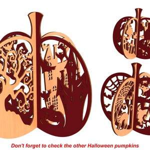 3D Halloween Pumpkin - SVG Laser Cut File With a Witch, a Cauldron, a ...
