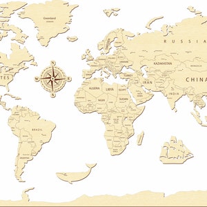 World Map - Laser Cut File, Laser Engraving Pattern - Etsy