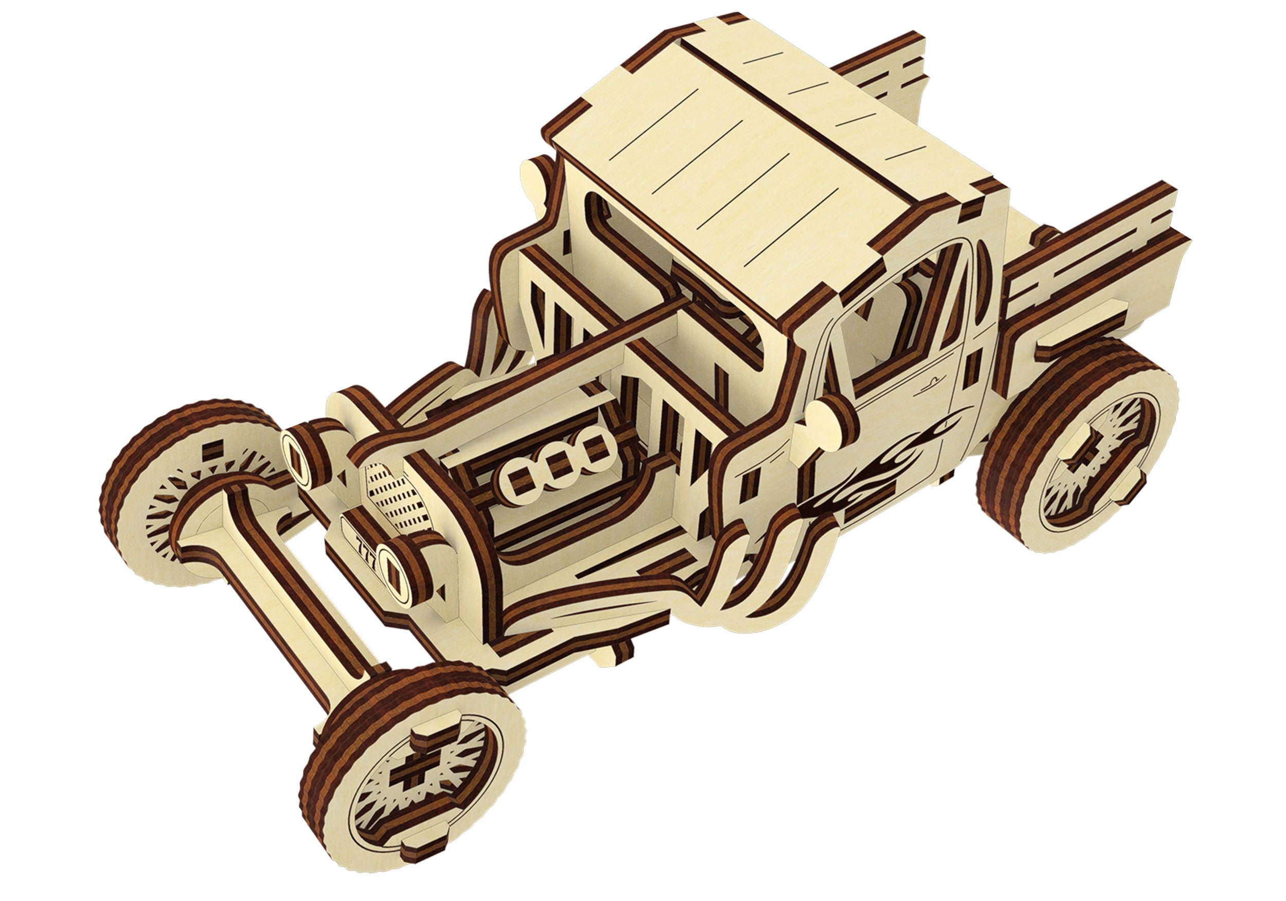 Hot Rod SVG Laser Cut Files 3d Puzzle Car Model Miniature - Etsy
