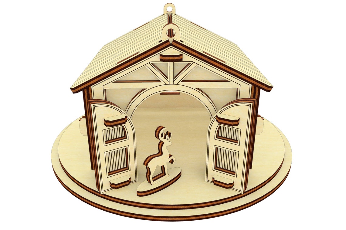 Reindeer Barn Laser Cut Files Santa Claus Reindeer House | Etsy