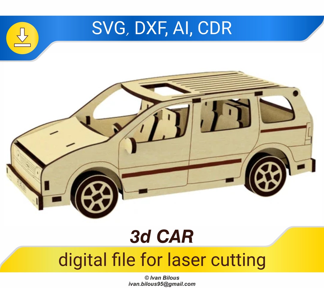 Car - 3d Laser Cut Design, SVG DXF Digital Plans for Laser Cutting ...