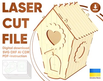 Birdhouse Laser Cut Template,birdhouse Laser Cut Pattern, Laser Cut ...