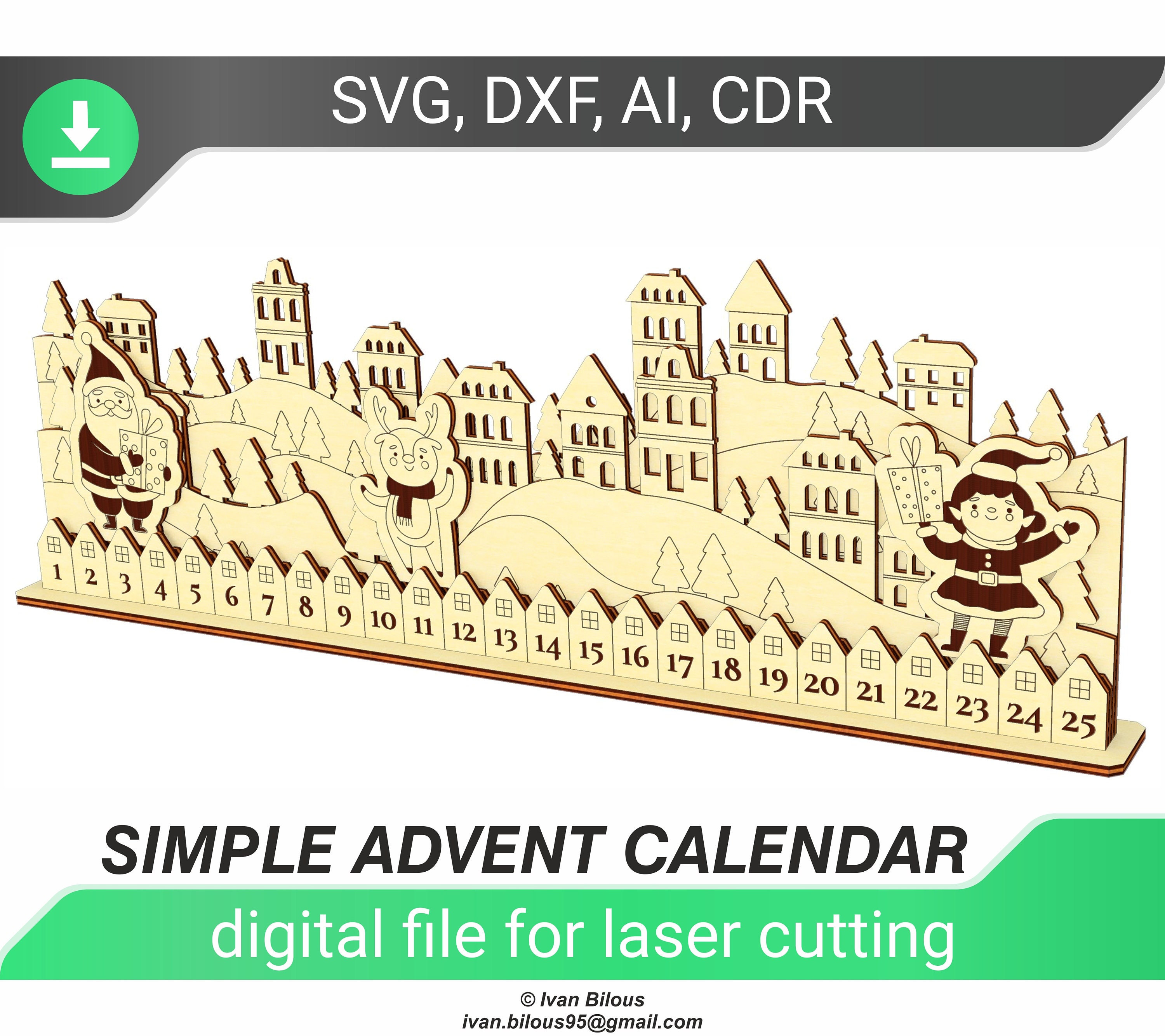 Advent Calendar Svg Laser Cut Files Glowforge Pattern - Etsy