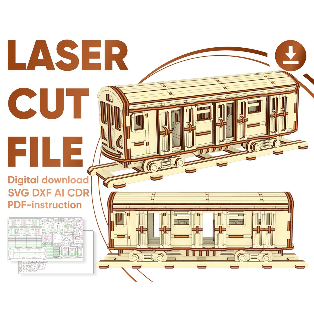 Subway Train Car – Laser Cut File, SVG DXF Metro Template for DIY ...