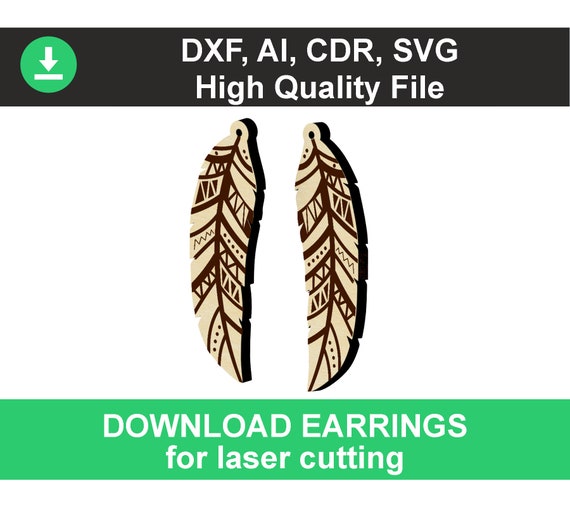 Laser cut earrings dxf files for laser earings template for | Etsy