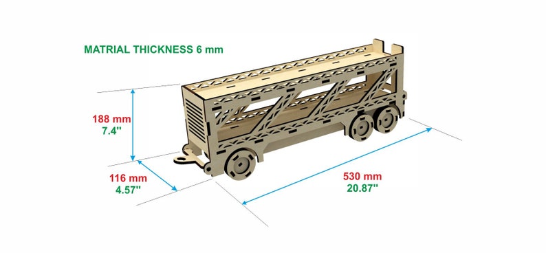 Truck Transporter Trailer - Laser Cut File, SVG Wooden Model Template ...