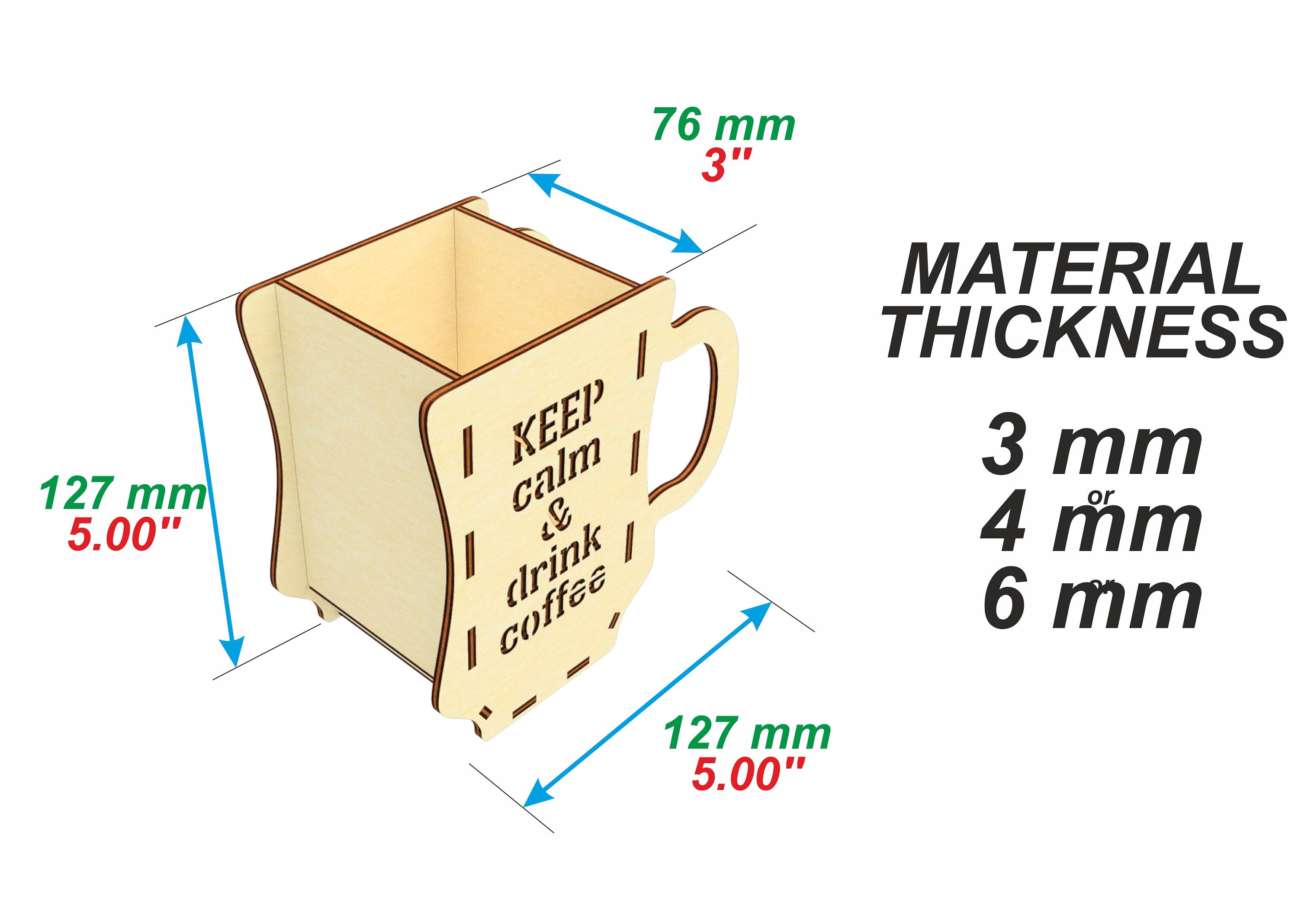 Cup svg glowforge file laser cut template coffee cup dxf files | Etsy