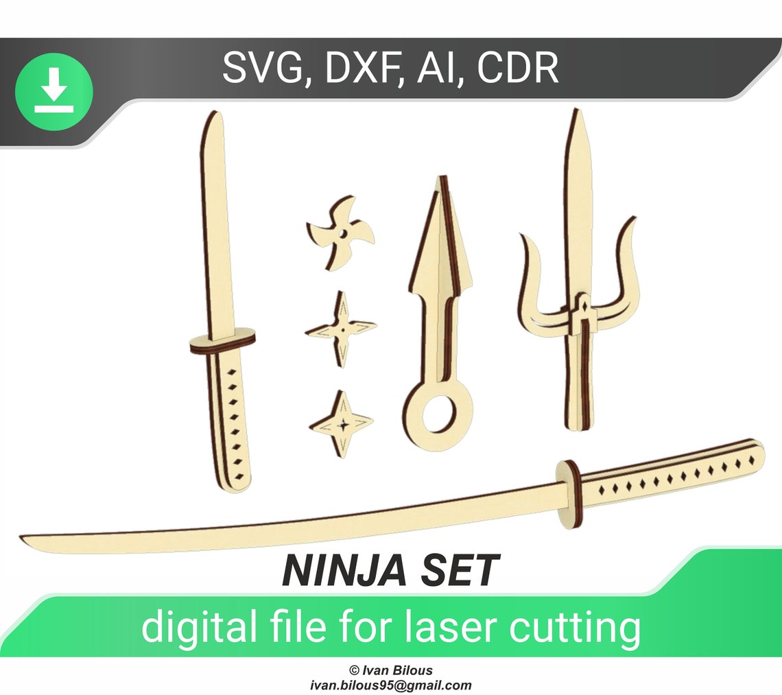 Sword laser cut files glowforge svg ninja sword dxf files for | Etsy