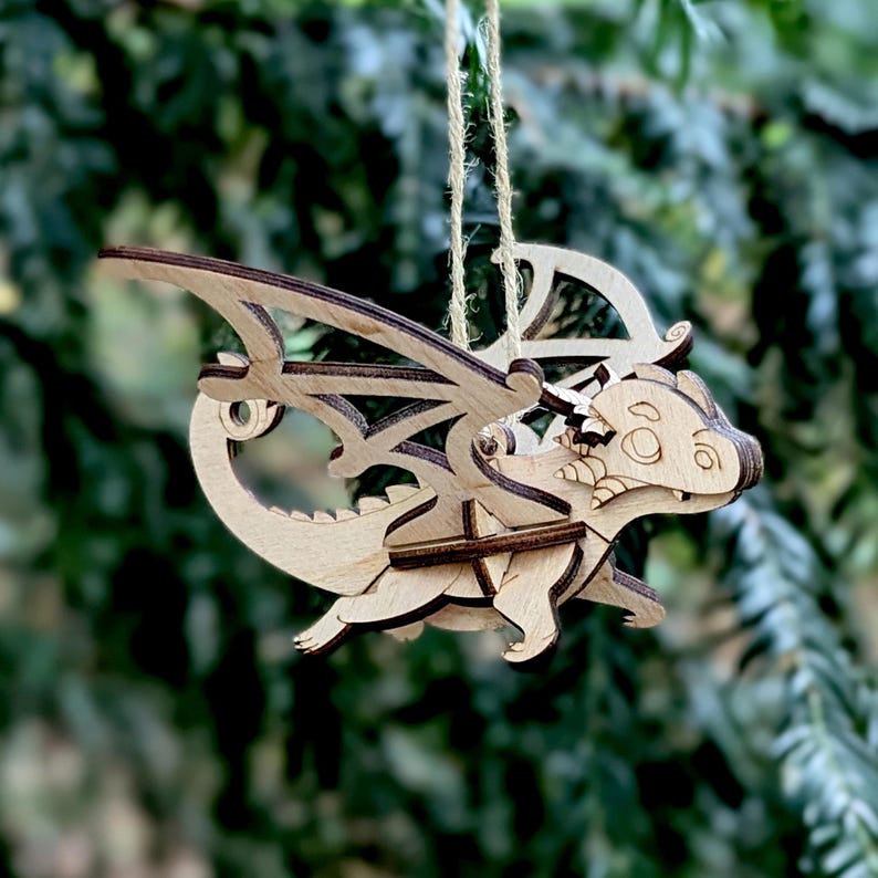 Baby Dragon Ornament - Laser Cut File, SVG Fantasy Vector Template ...