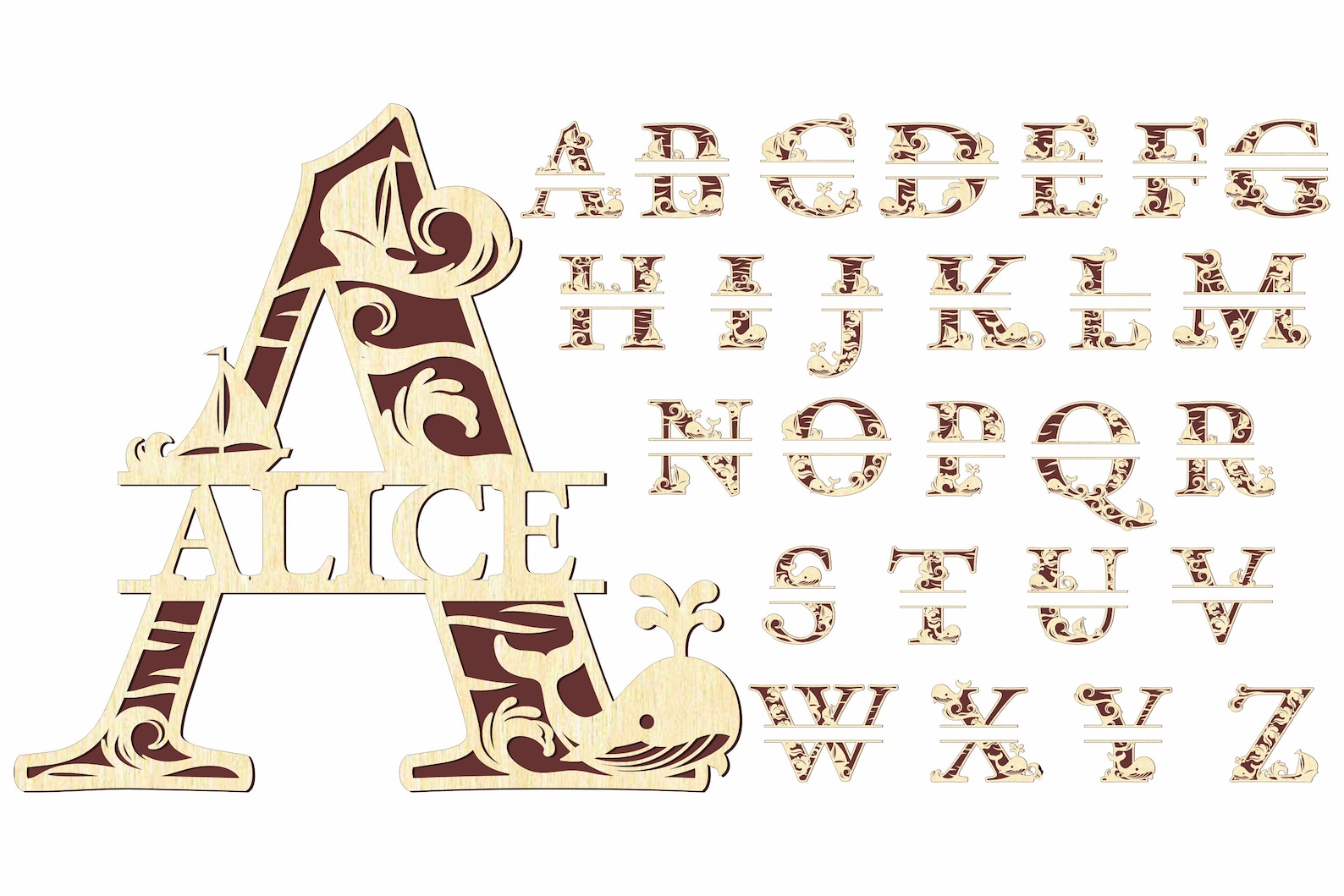Monogram Alphabet Laser Cut File Name Sign SVG Letters for - Etsy