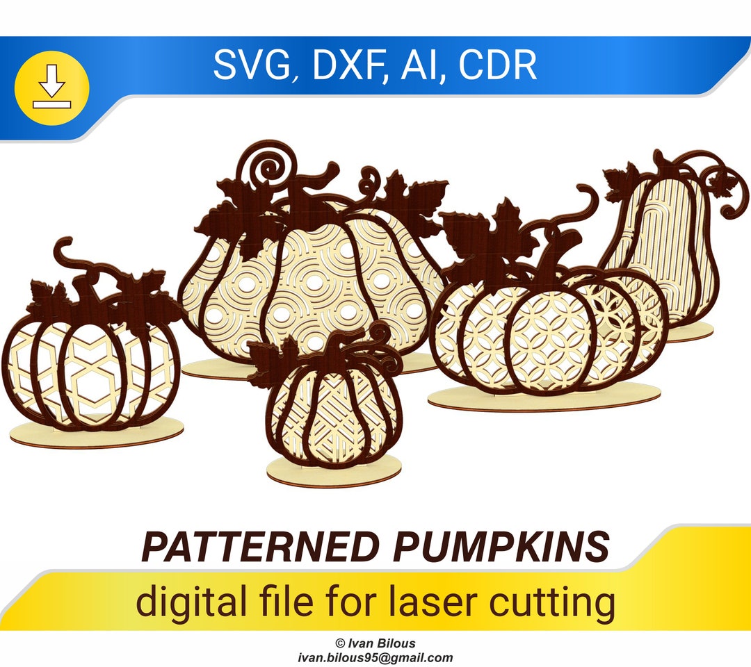 Patterned Pumpkins Laser Files SVG DXF Plans for Laser - Etsy