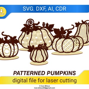 Patterned Pumpkins Laser Files SVG DXF Plans for Laser - Etsy