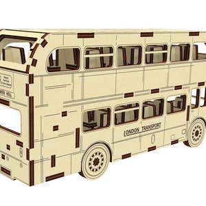 Double Decker London Bus - SVG Laser Cut Files, 3d Puzzle Digital Plan ...