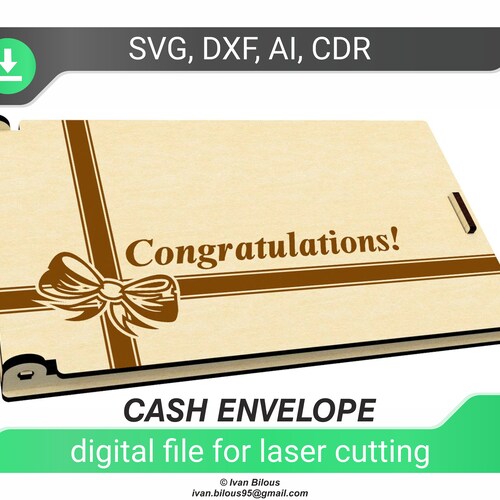 Gift Envelope Box Laser Cut Files Money Card Pattern for - Etsy
