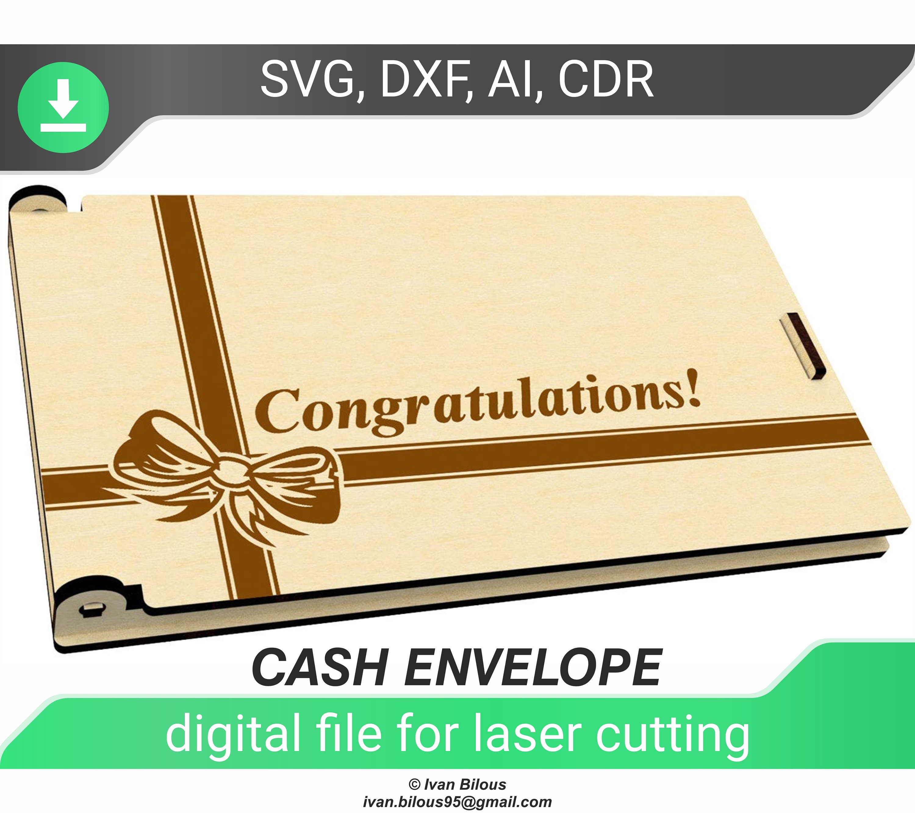 Cash Envelope Laser Cut Files Pattern for Laser Cutting | Etsy Australia