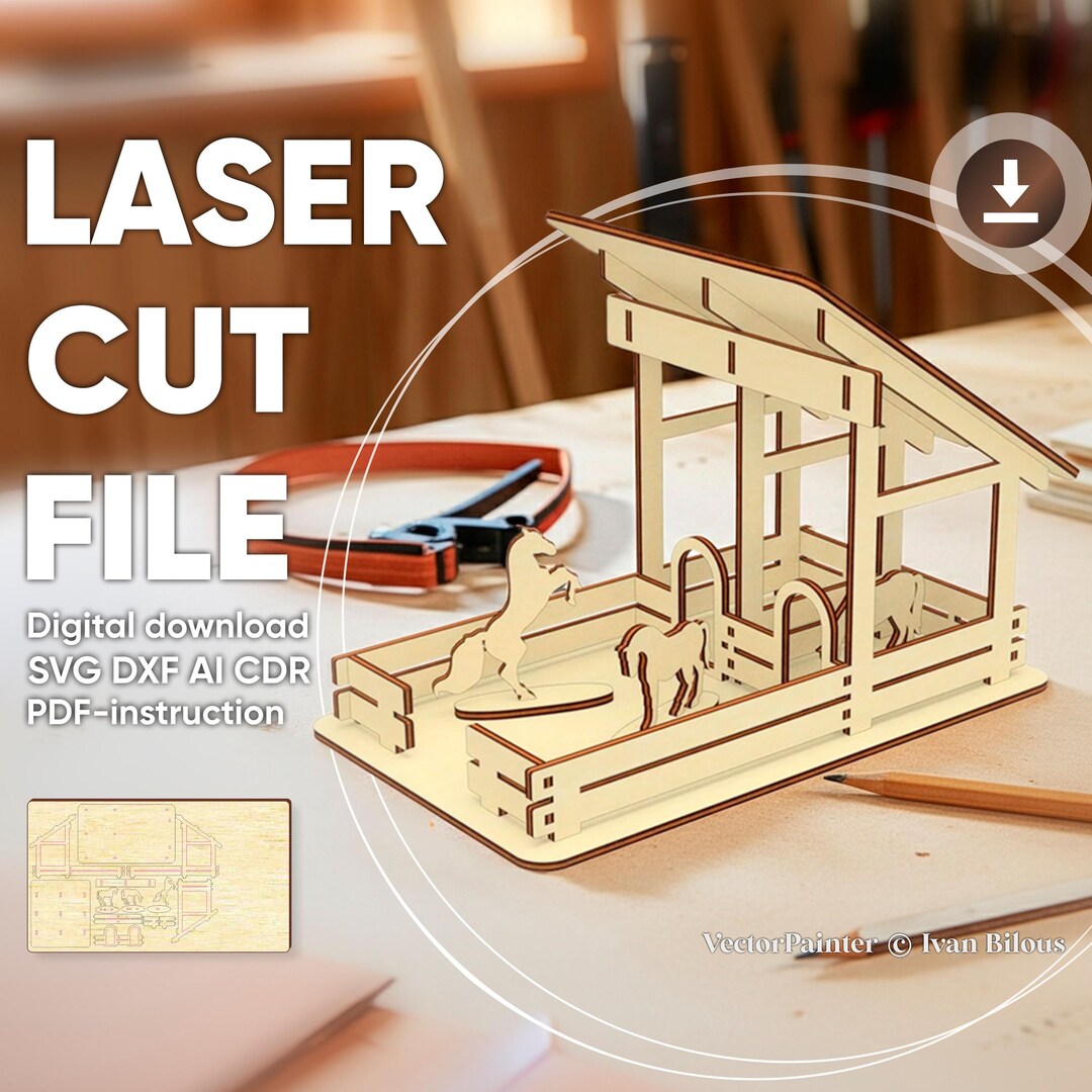 Horse Stable Farm - Laser Cut File, SVG Barn Template (digital Download) - Etsy