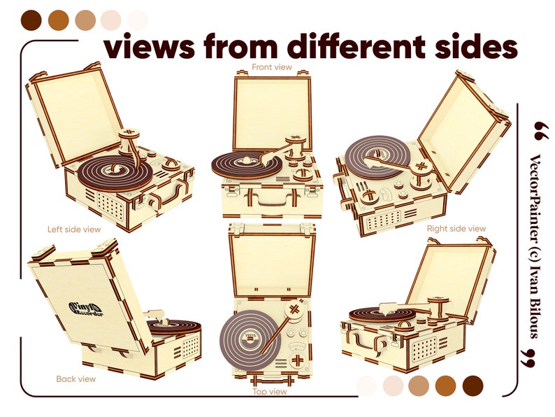 Vinyl Retro Recorder - SVG Laser Cut File, Plywood Miniature Project ...