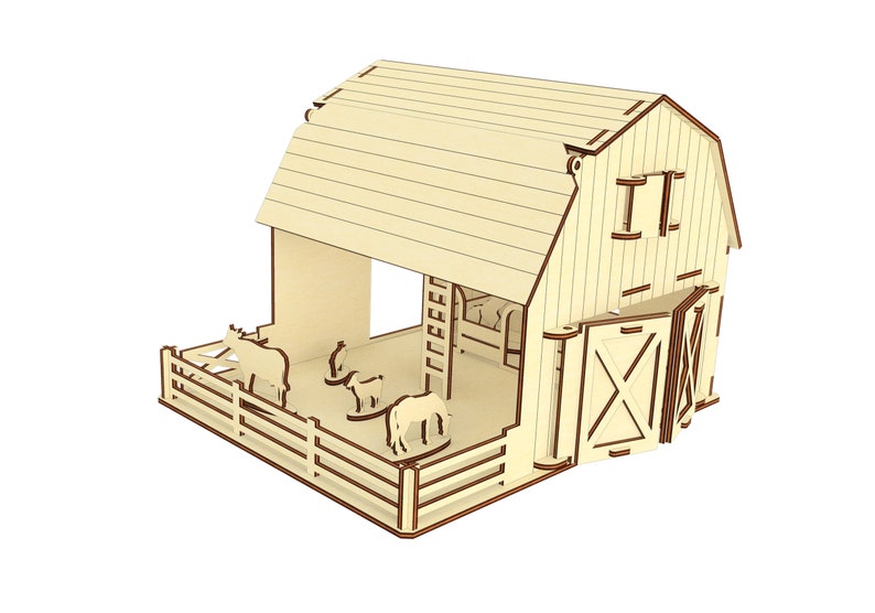Farm Dollhouse Laser Cut File Barn Pattern - Etsy