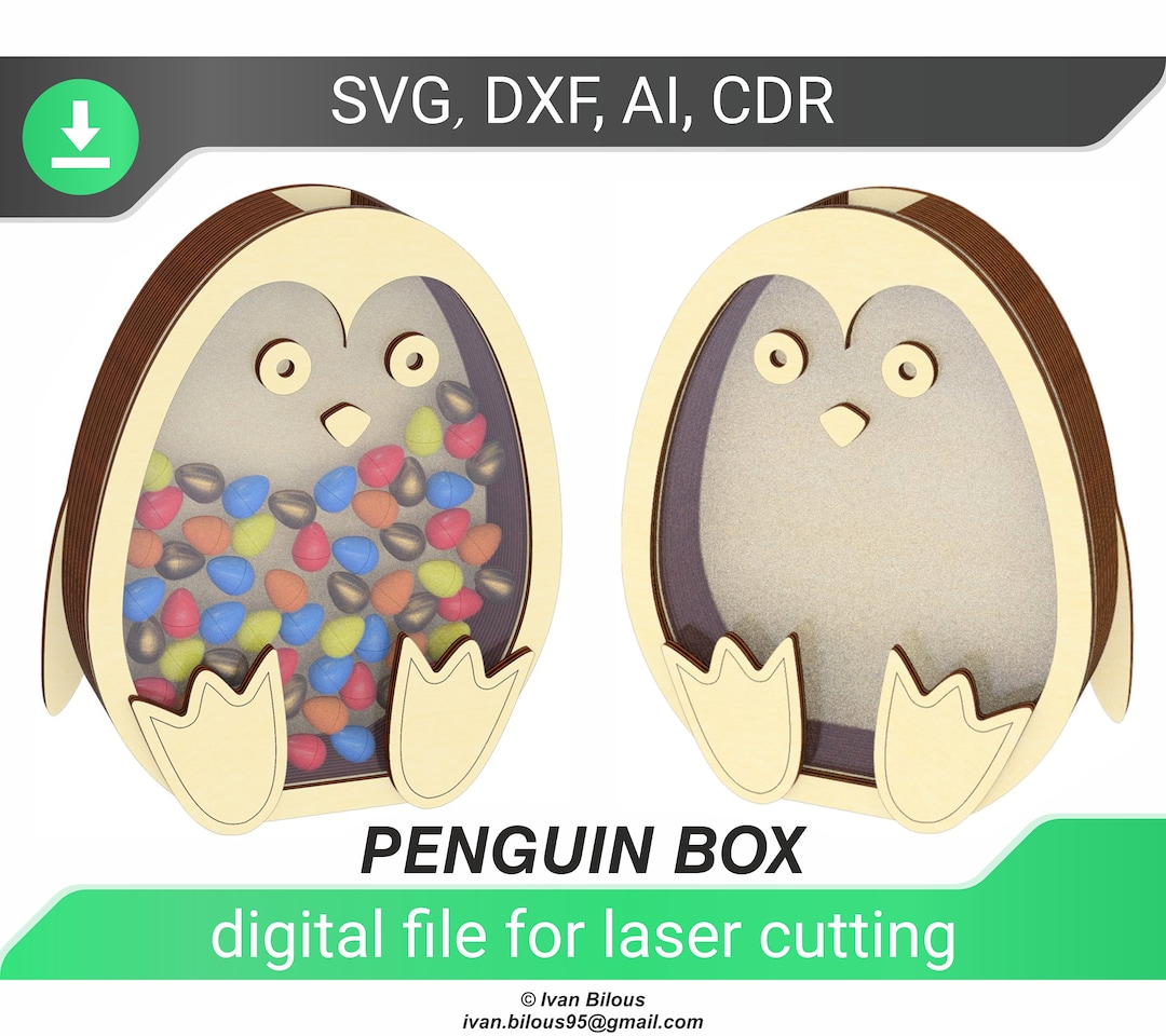 Penguin Easter Box for Chocolate Eggs, Laser Cutting Pattern, Digital ...