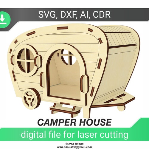 Birdhouse Camper Laser Cut File Glowforge Pattern Trailer - Etsy