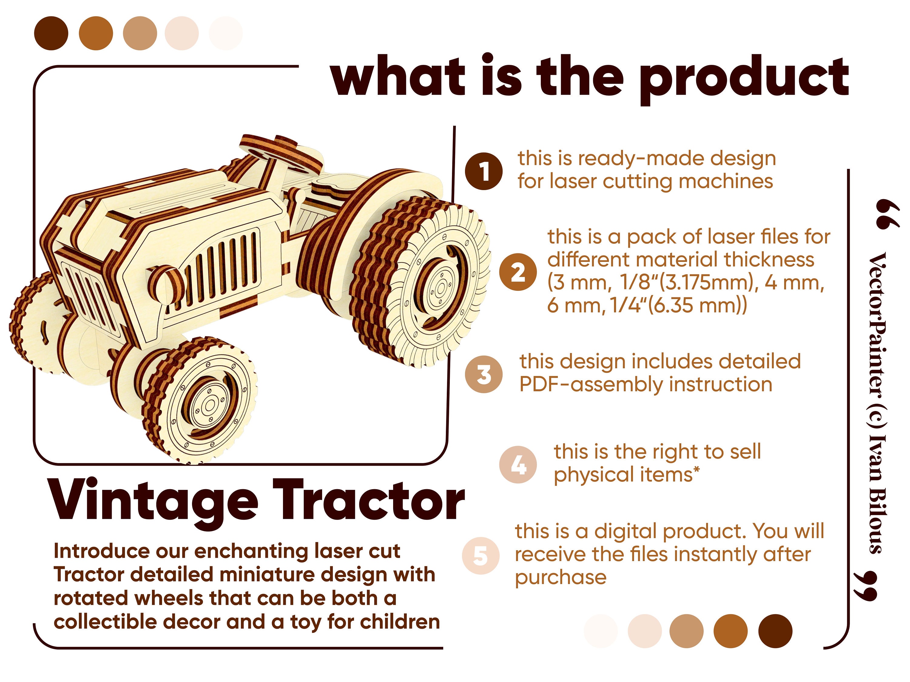Tractor SVG Laser Cut File 3d Puzzle Plan for Laser Cutting - Etsy ...